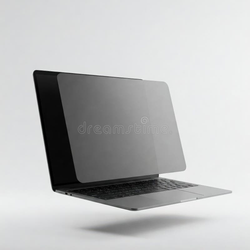 Floating Laptop Privacy Screen, Solid White Background Stock ...