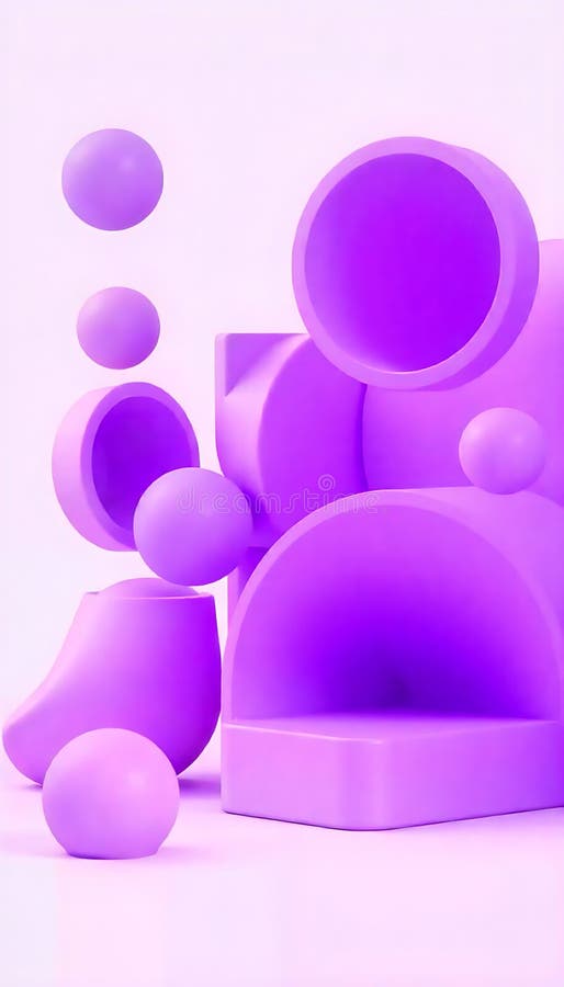 Lavender Geometric Forms: a Dreamlike 3D Abstract Composition Stock ...