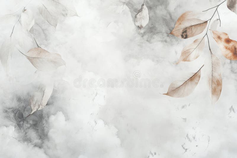 Floating Leaves in Soft Neutral Colors Against a Backdrop of Clouds ...