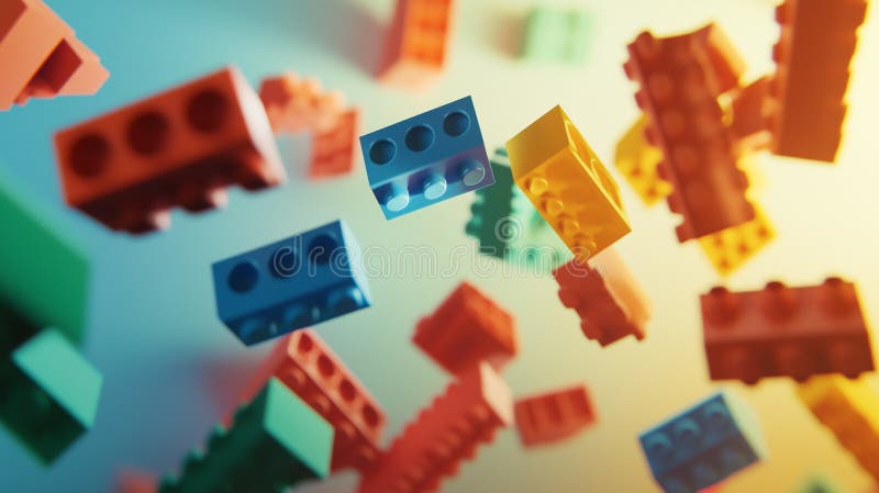 Floating Lego Bricks with Bright Lighting in Abstract Arrangement Stock ...