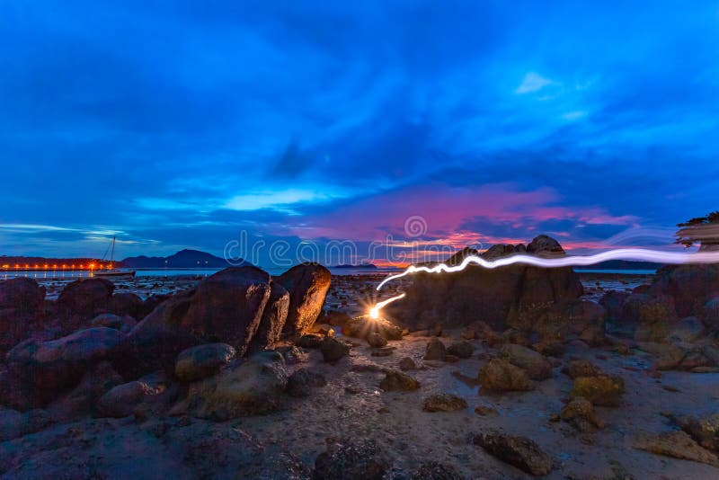 Floating Light in the Air in Twilight Stock Image - Image of wool, burn ...