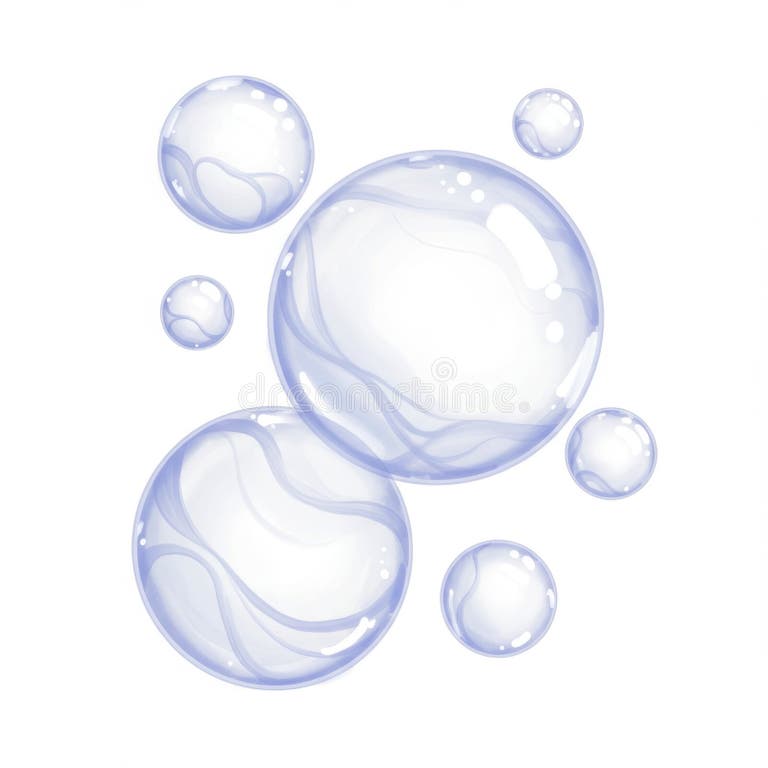 Floating Light Blue Bubbles on White Background Stock Illustration ...