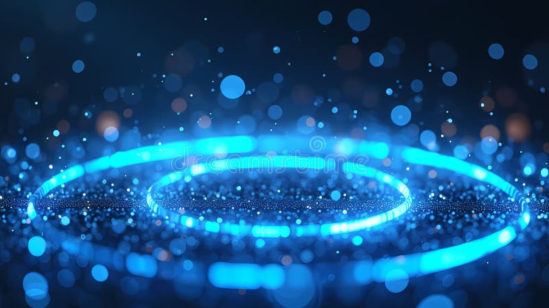 Floating Light Dots with Blue Circular Patterns Stock Illustration ...