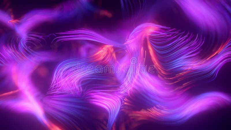 Floating Lines with Depth of Field. 3d Render Animation, Abstract ...