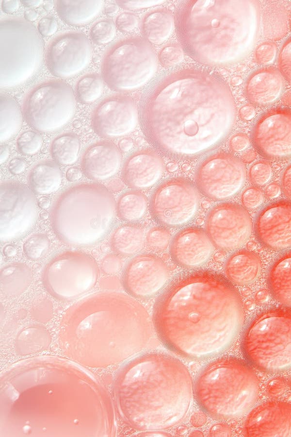 Floating Liquid Spheres in White and Pink Colors. Translucent Circles ...