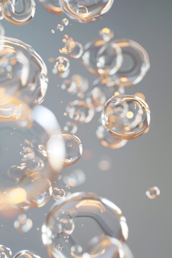 Floating Liquid Transparent Bubbles Colliding in a 3d Abstract Render ...