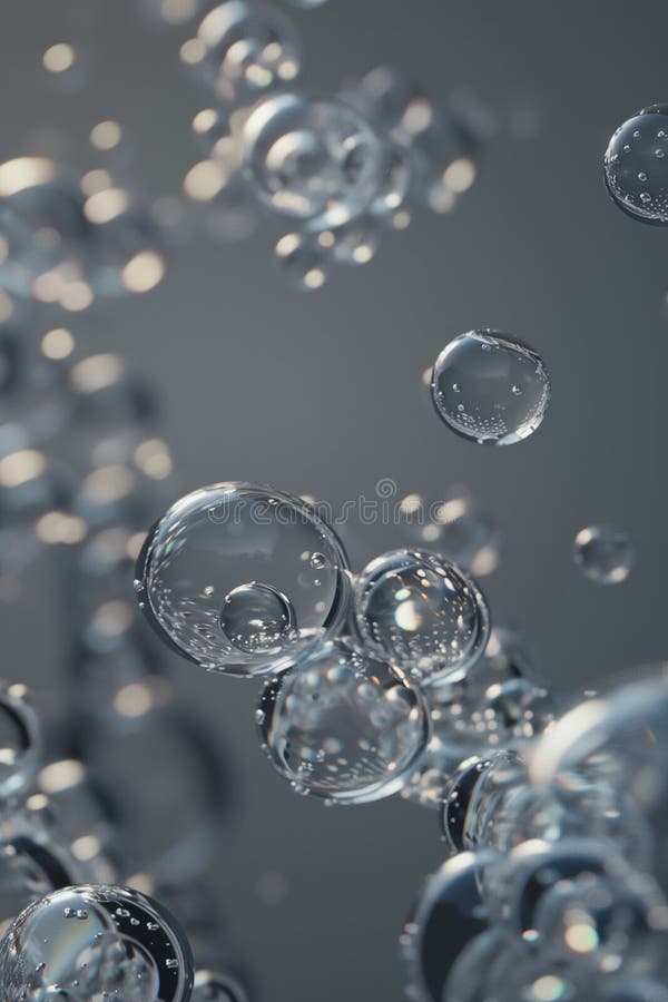 Floating Liquid Transparent Bubbles Colliding in a 3d Abstract Render ...