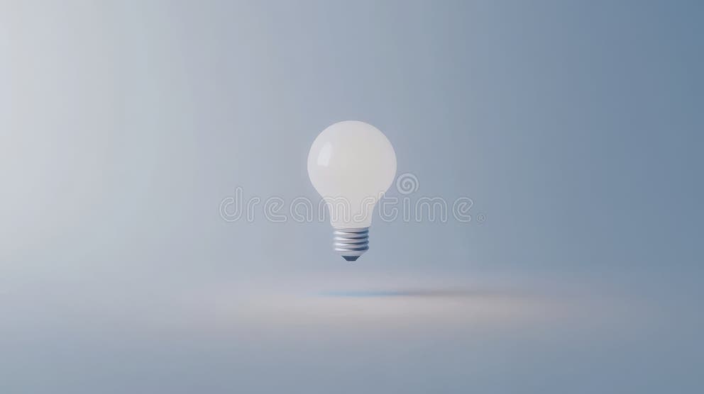 Floating Low Poly Lightbulb on Blue Background Stock Illustration ...