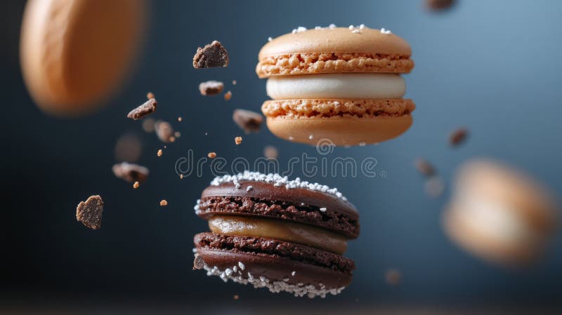 Floating Macarons with Chocolate Crumbs Stock Illustration ...