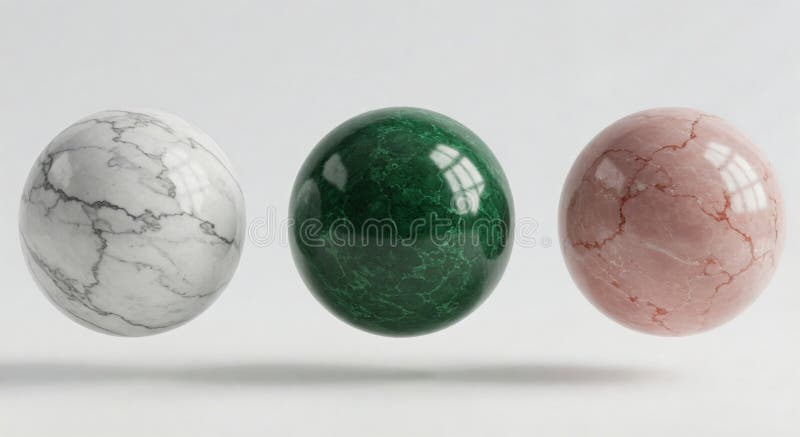 Floating Marble Spheres in Infinite White Stock Illustration ...