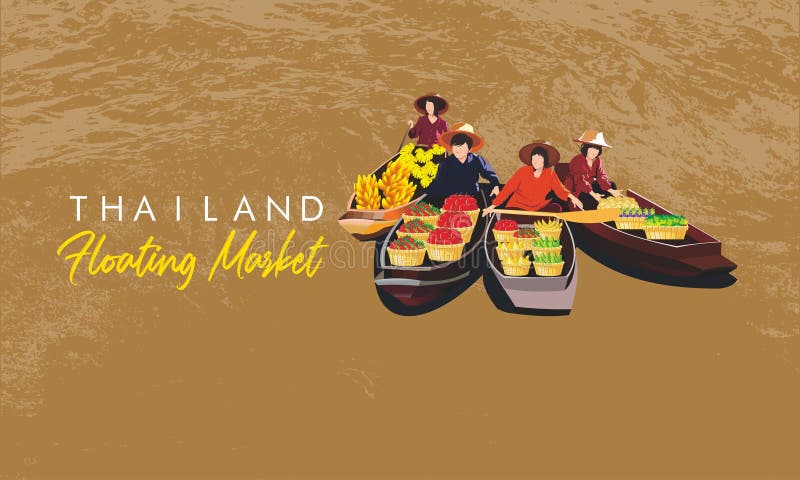 Floating Market Panorama Stock Illustrations – 23 Floating Market ...
