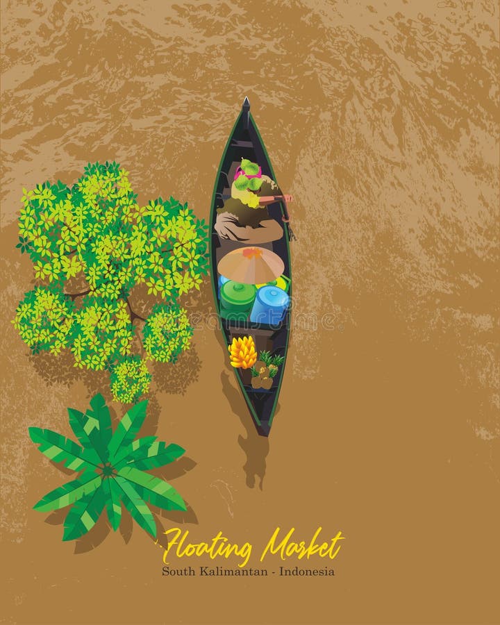 Floating Market Panorama Stock Illustrations – 23 Floating Market ...