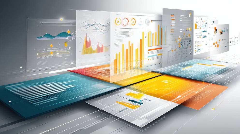 Floating Marketing Dashboard Showcasing Data Analytics and Performance ...