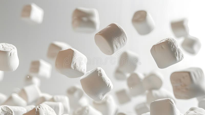 Floating Marshmallows on a White Background. this is AI Generative ...