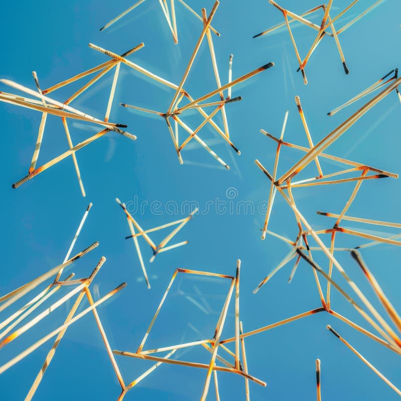 Floating Matchstick Structures in the Sky Stock Illustration ...