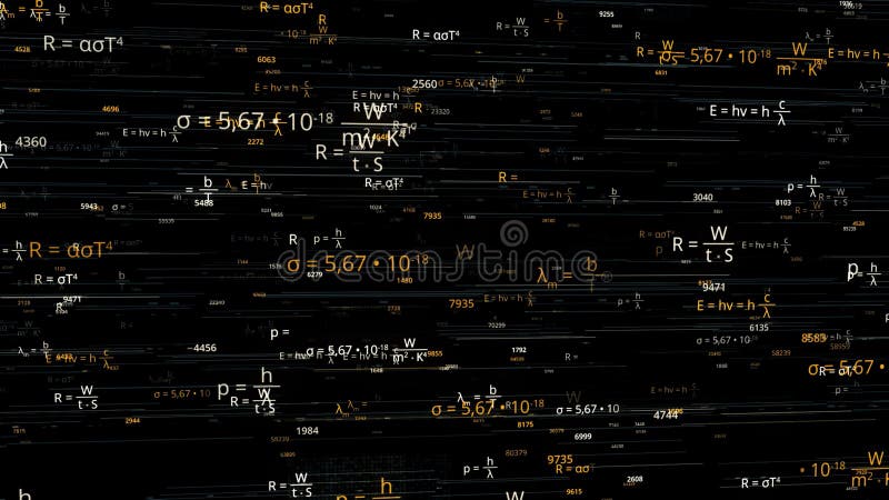 Floating Mathematical Formulas Becoming a Giant Glowing Shape on Black ...