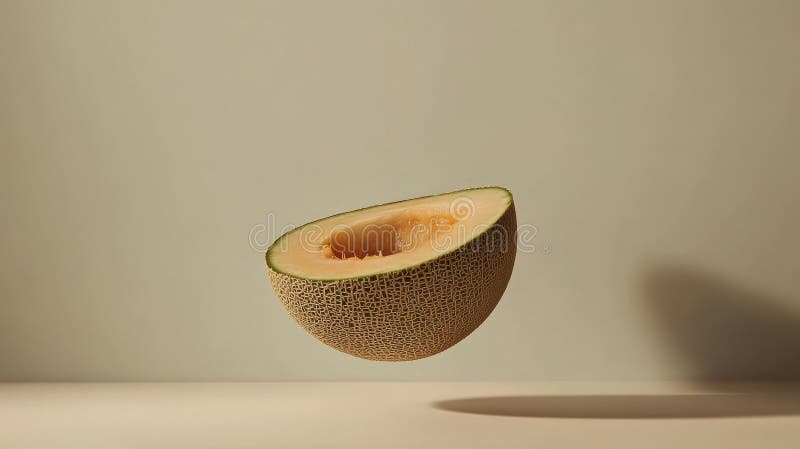 Floating Melon Half in Minimalist Setting, Conceptual Still Life Art ...