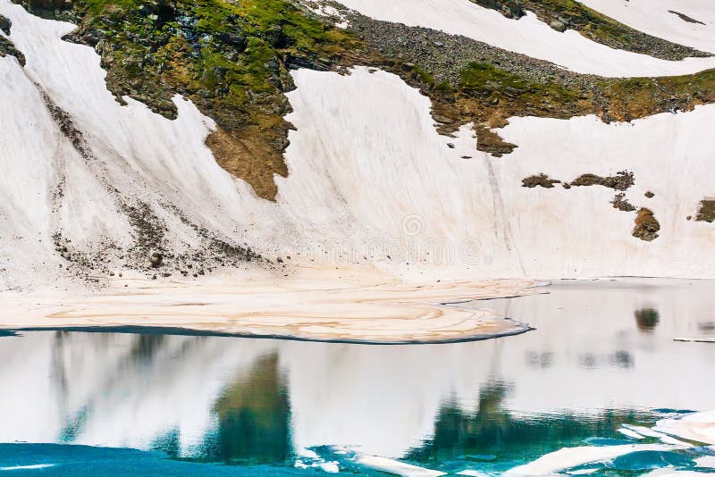 Floating Melting Ice at the Mountain Lake Stock Image - Image of rila ...