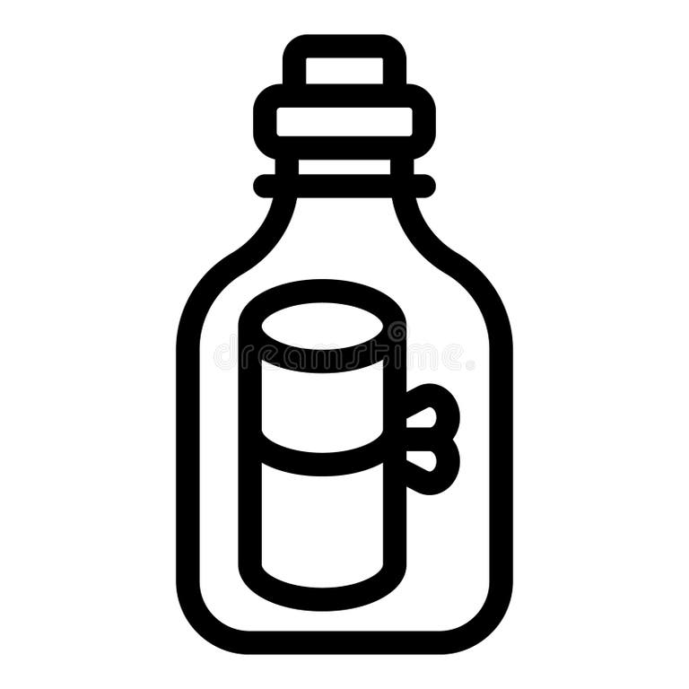 Floating Message Bottle Icon Outline Vector. Mail Lost Stock Vector ...