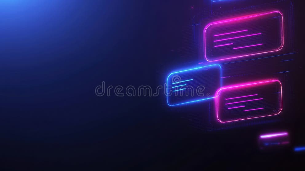 Floating Message Bubbles Create a Vibrant Chat Interface with Glowing ...