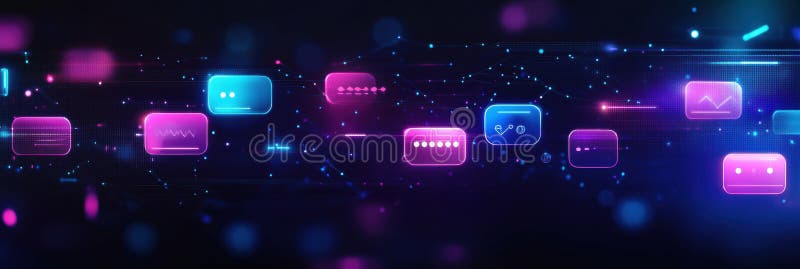 Floating Message Bubbles and Glowing Notifications Illustrate a Vibrant ...