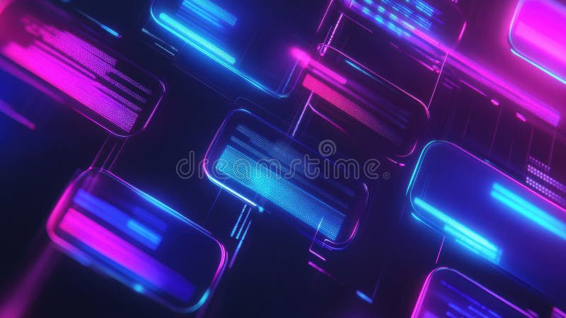 Floating Message Bubbles with Glowing Notifications in a Social Media ...