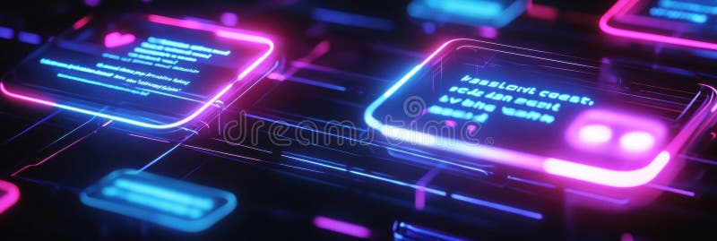 Floating Message Bubbles with Glowing Text Notifications in Vibrant ...