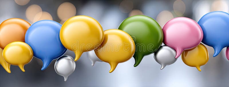 Floating Message Bubbles in Vibrant Colors Symbolize Online ...