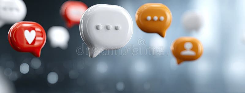 Floating Message Bubbles in Vibrant Colors Symbolize Online ...