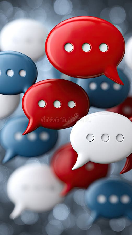 Floating Message Bubbles in Vibrant Colors Symbolize Online ...