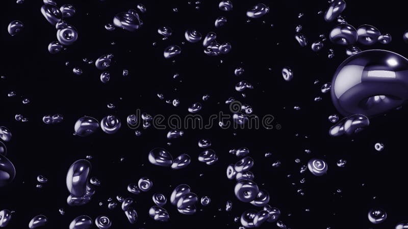 Floating Metal Bubbles in a Shape of Bagel on a Black Background ...