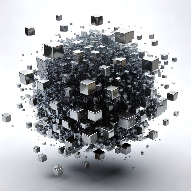 Floating Metal Cubes stock illustration. Illustration of design - 378621859