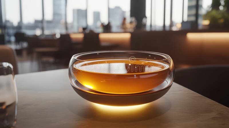 Floating Metal Disc Home Decor with a Centerpiece that Glows Stock ...