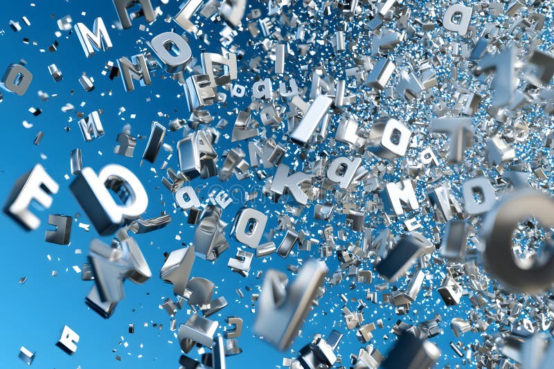 Floating Metal Letters in Motion Stock Illustration - Illustration of ...