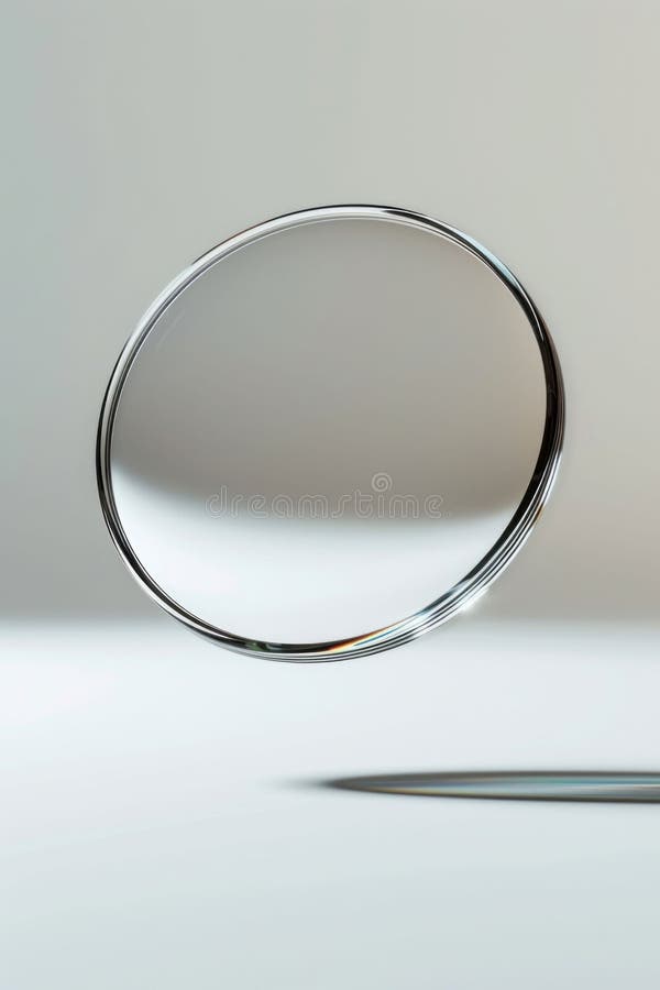 Floating Metallic Circle on Light Background. Generative Ai Stock ...