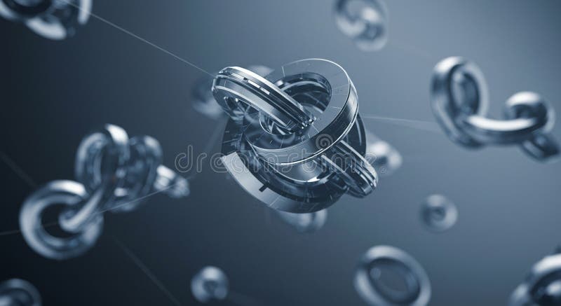 Floating Metallic Rings Interlocked in a Futuristic 3D Design. Each ...