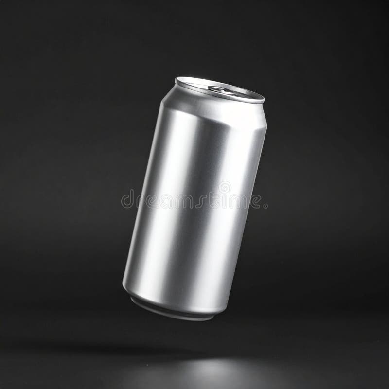 Floating Metallic Soda Can Mockup with Silver Surface and No Branding ...