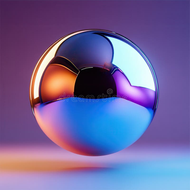 A Floating Metallic Sphere with a Polished Mirror Surface Reflecting ...
