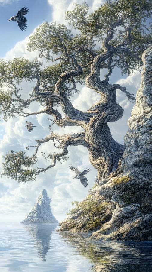 Floating in the Middle of the Ocean is a Tree Stock Image - Image of ...