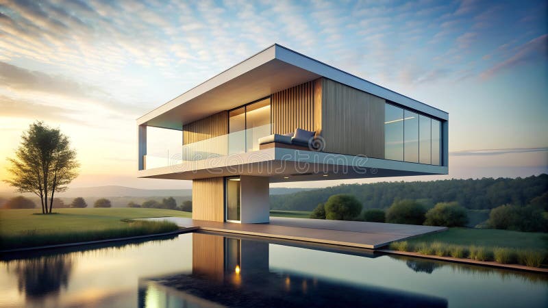 Floating Minimalism: a Modern Architectural Masterpiece on a Levitating ...