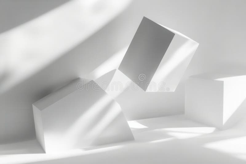 Floating Minimalist 3D Shapes with Soft Shadows and Elegant Reflections ...