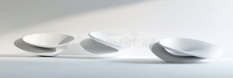 Floating Minimalist 3D Shapes with Soft Shadows on a White Background ...