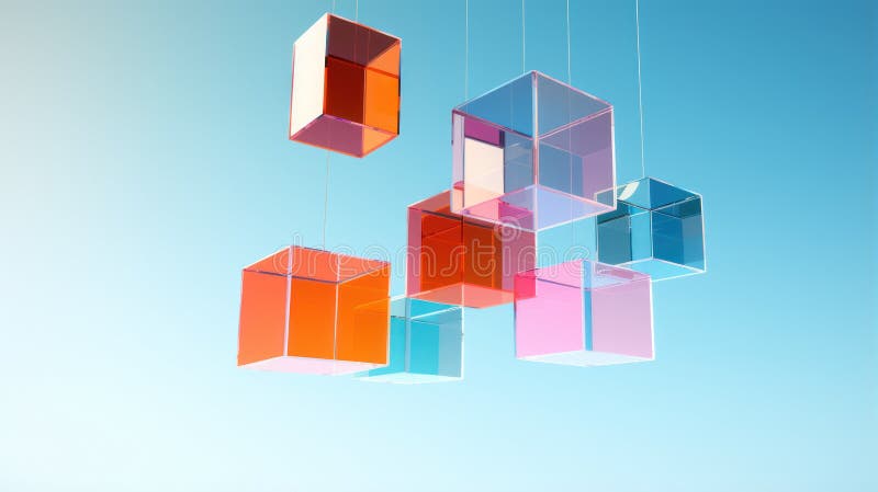 Floating Minimalistic Abstract Cube AI Generated Stock Illustration ...