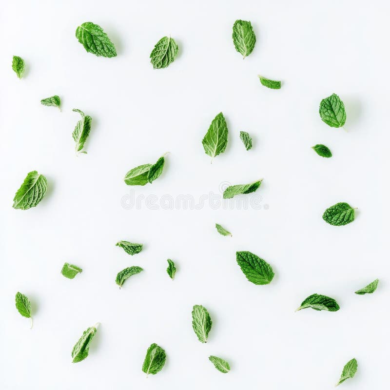 The Floating Mint Leaves Have Been Rotated To Show Both Sides, Creating ...