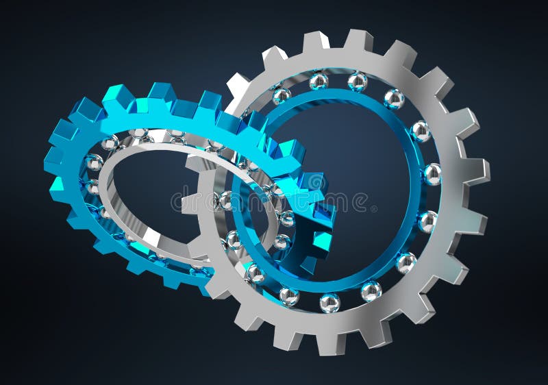 Floating Modern Gear Mechanism 3D Rendering Stock Illustration ...