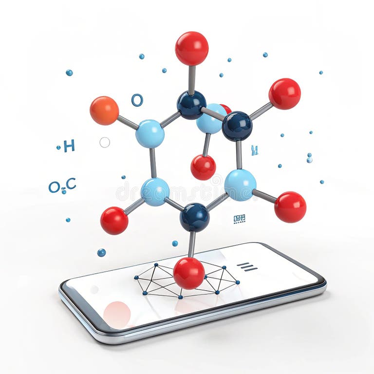 Floating Molecular Structure in Augmented Reality Stock Illustration ...