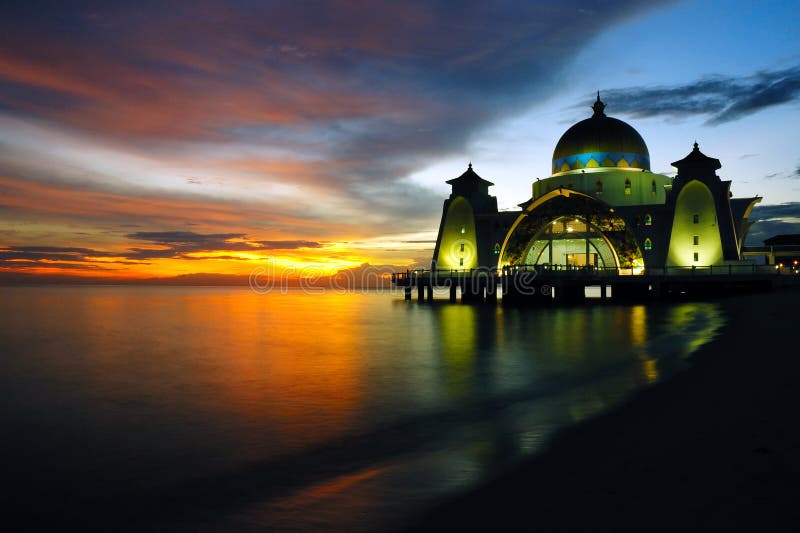 Floating Mosque of Malacca Straits Stock Photo - Image of malaysia ...
