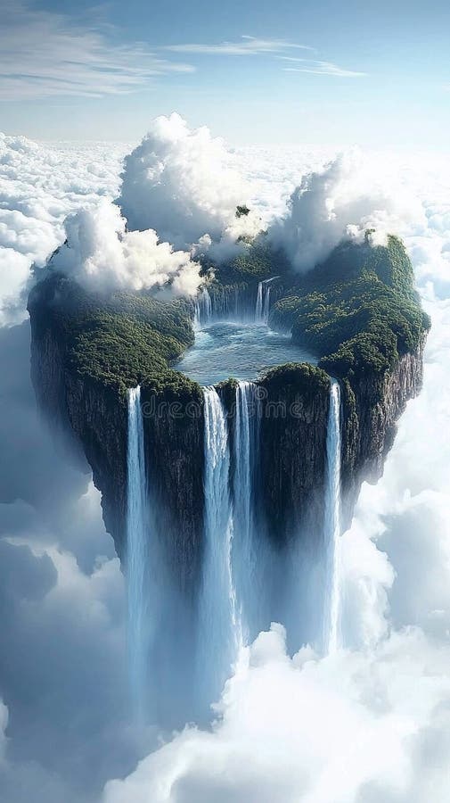 A Floating Mountain Wallpaper for Smartphone Stock Illustration ...