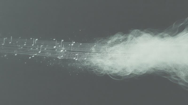 Floating Music Notes Amidst a Gentle Misty Flow Stock Illustration ...