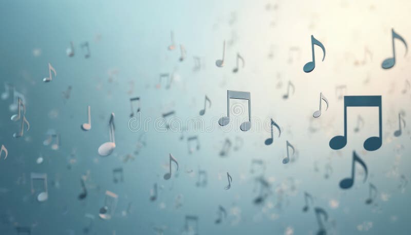 Floating Music Notes on Blue Gradient Backdrop. Decorative Symphony ...